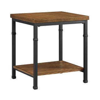 Industrial End Table with Bottom Shelf - 22" - Brown and Black - Bed ...