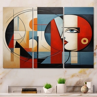 Designart "Cubism Geometric Portrait VII" Cubism Wall Art Living Room ...
