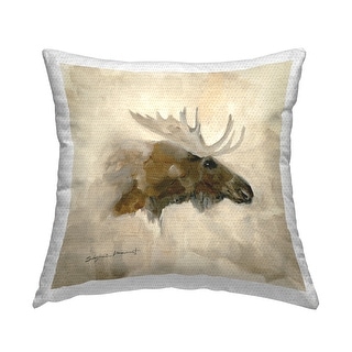 Stupell Wildlife Moose Head Portrait Printed Outdoor Throw Pillow ...