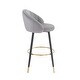 40.5" High Back, Gray Velvet & Gold Metal Bar Stool, 300lb Capacity ...