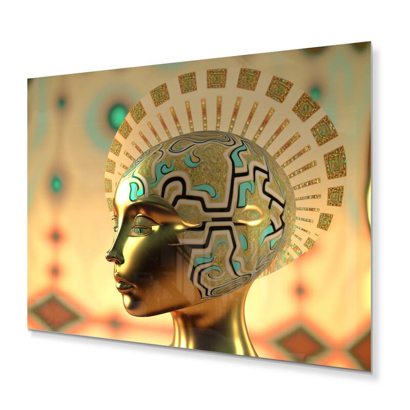 Designart 'Futuristic Golden Goddess I' Modern Woman Metal Wall Art ...