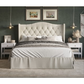 Riley Tufted Upholstered Platform Bed - Bed Bath & Beyond - 37218480