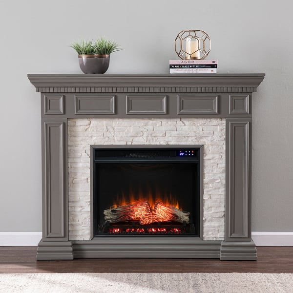 50 in. Freestanding Wooden Smart Electric Fireplace TV Stand in White ...
