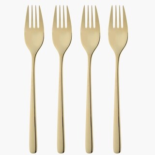 Set of Four Gold Finish Stainless Steel Dinner Forks - Bed Bath ...