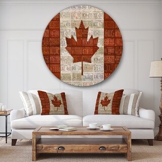 Designart 'Canada License Plate Flag' Traditional Metal Circle Wall Art ...