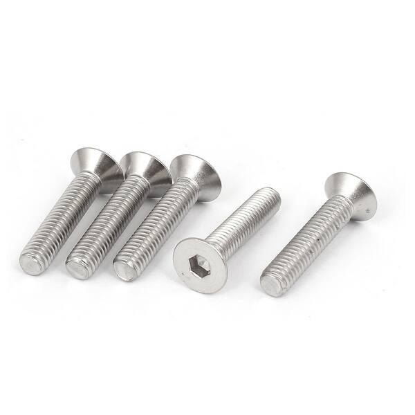 M6x30mm 316 Stainless Steel Countersunk Flat Head Hex Socket Cap Screw Bolt 5pcs - Silver Tone ...