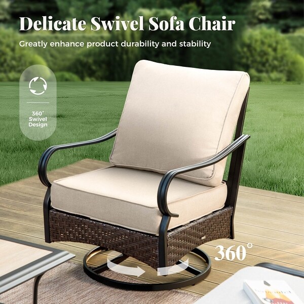 Extra Large 6 7 Piece Outdoor Patio Furniture Set 3 Seat 2 Seat Sofas Swivel Chairs Ottomans Coffee Table 7 Seater Bed Bath Beyond 42355888