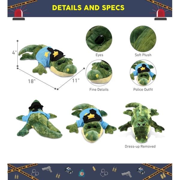 DolliBu Gator Police Officer Plush Toy with Cute Cop Uniform and Cap ...