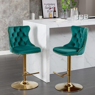 Golden Swivel Velvet Barstools Adjusatble Seat Height from 25-33 Inch ...