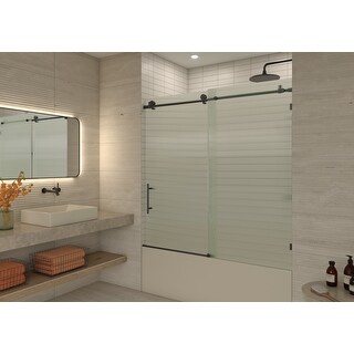 Polaris 60 in. x 78 in. Fully Frameless Glass Sliding Bypass Shower Doors with Square Hardware ...