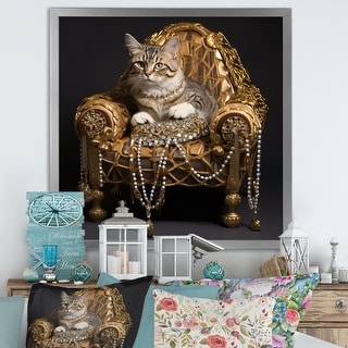 Designart "Gangsta Glam Cool Cat" Animals Cat Framed Wall Art Living ...
