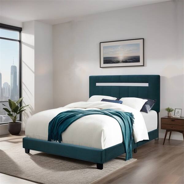Adjustable Upholstered Bed Frame Velvet Fabric Laminated Bed Frame ...