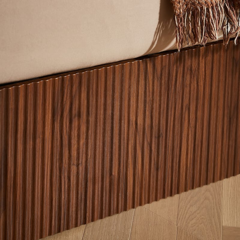 King Size Lift Up Storage Bed Frame, Wooden corrugated curved lines ...