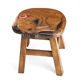 Hand-Carved Acacia Wood Dog Footstool - 13" x 10" - Bed Bath & Beyond ...