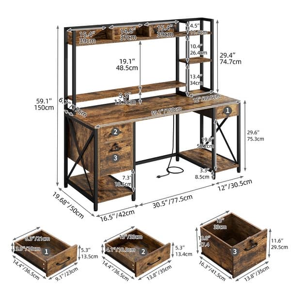 Moasis 59 Inch Computer Gaming Desk with Hutch and Bookshelf Home ...