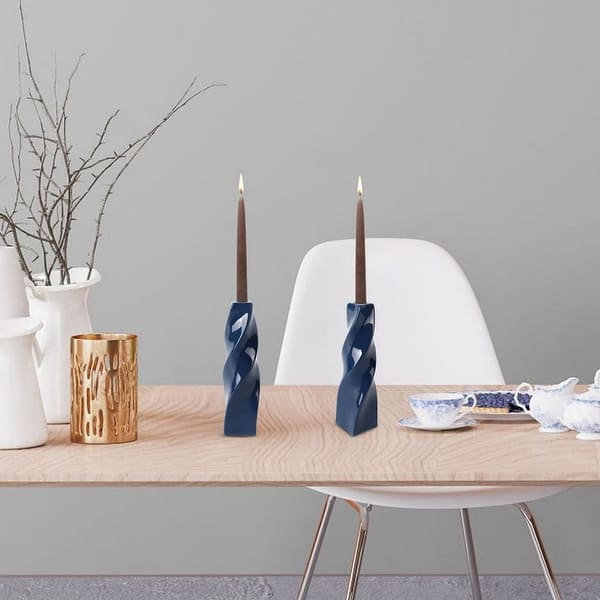 Set of Two Tall Curvy Taper Candlesticks, Santa Fe Style - Bed Bath ...
