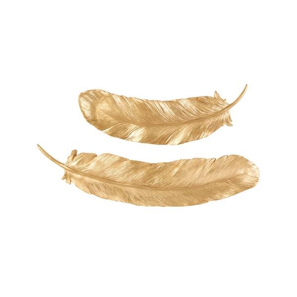 Gold Resin Feather Bird Home Wall Decor (Set of 2) - On Sale - Bed Bath ...
