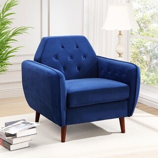 Single Sofa Side Chair，Comfy Blue Velvet Accent Chair - Bed Bath ...