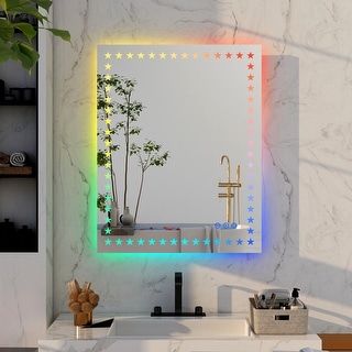 Rectangular Bathroom Mirror with RGB Multicolor Backlit + Front-Lighted ...