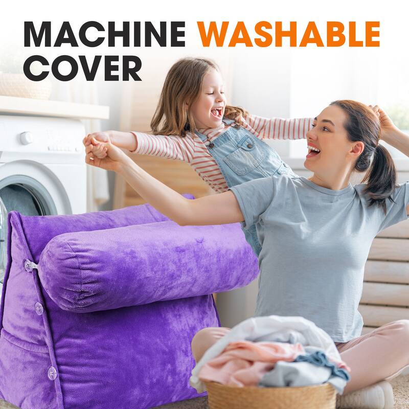 Cheer Collection Wedge Shaped Support Pillow and Bed Rest Cushion ...