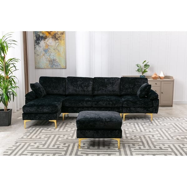 Accent Sofa Set L-shape Couch Set with Ottomans Sofa for Livingroom ...