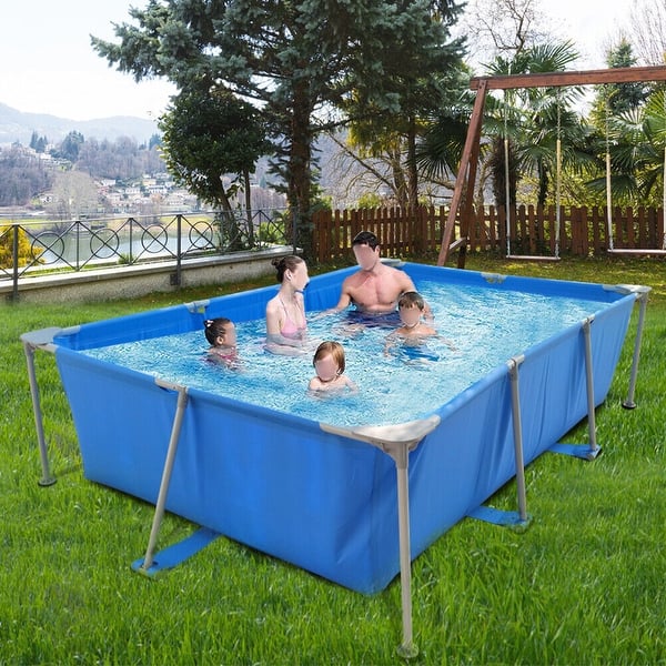 Metal Frame Rectangular Swimming Pool Portable Above Ground Pool - Bed ...