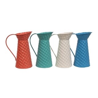 Set of 4 Assorted Diamond Pattern Embossed Mini Water Pitcher 6"H - Bed ...