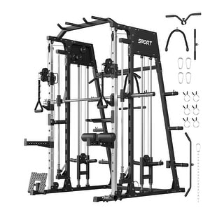 Smith Machine, 2200lbs Power Rack with Smith Bar, Cable Crossover ...