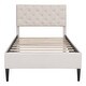 Twin Size Linen Platform Bed with Tufted Headboard Upholstered Bed for ...