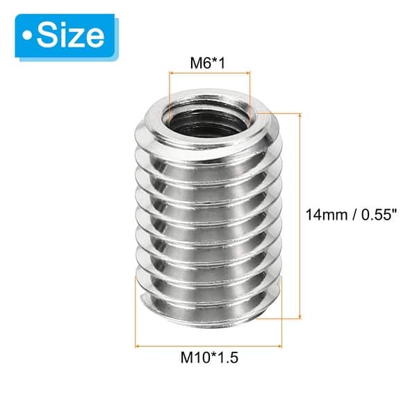 10pcs Thread Repair Insert Nut Adapters Reducer M10x1.5 to M6x1, 14mm ...
