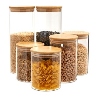 Glass Storage Containers with Bamboo Lids, Airtight Pantry Canisters in ...