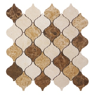 3" Arabesque Marble Mosaic Tiles - 1 Case (10 Sheets) - Bed Bath ...