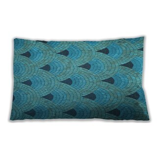 Ahgly Company Patterned Indoor-Outdoor Dark Cyan Green Lumbar Throw ...