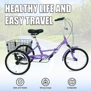 Adult Portable Folding Tricycle with Shopping Basket - Bed Bath ...