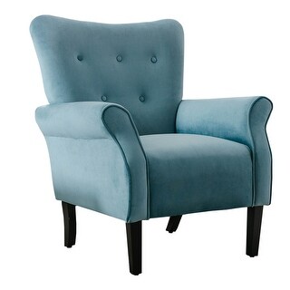 Cilic 32 Inch Accent Chair, Button Tufted Back, Rolled Arms, Blue ...