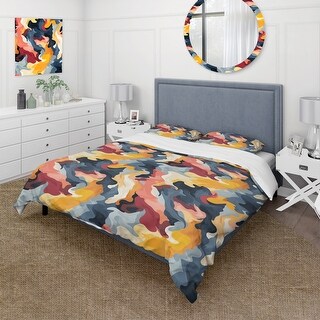 Designart "Artistic Expression " Blue modern bed cover set with 2 shams ...