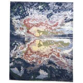 One of a Kind Hand-Knotted Modern 8' x 10' Abstract Silk Brown Rug - 8 ...