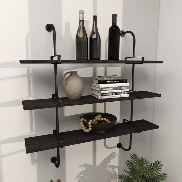black wall shelf brackets