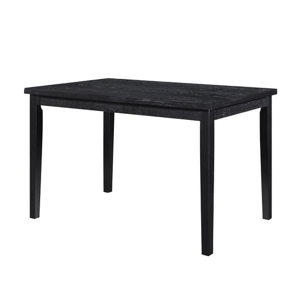 Andy 48 Inch Dining Table, 4 Seater, Rectangular Top, Black Solid Wood ...