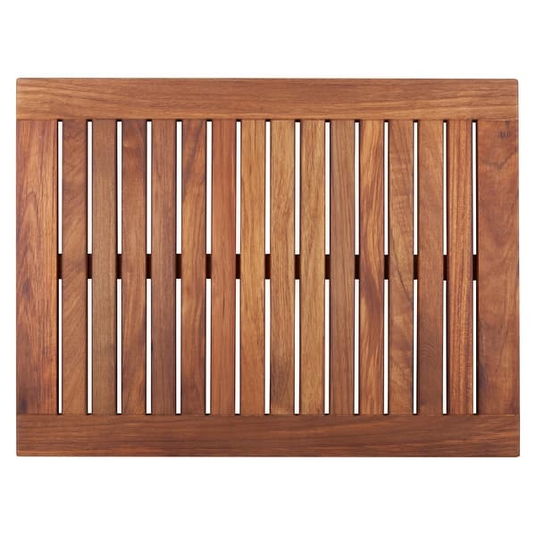 Nordic Style Teak Wood Oiled Framed Shower and Bath Mat 23.6" x 17.7 ...