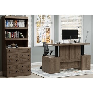 Windsor Sit-Stand Storage Desk with File Drawer Bookcase - Bed Bath ...