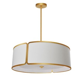 3LT Gold Pendant White Notched Drum Shade & Diffuser - Bed Bath ...