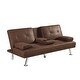 Coffee Convertible Futon Sofa Bed with Adjustable Backrest and Cup ...