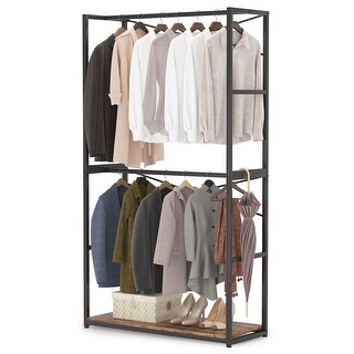 Free Standing Closet Organizer, Garment Racks with Shelf and Hanging ...