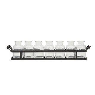 7 Glass Bottles on Metal Tray with Handles - Bed Bath & Beyond - 34999279
