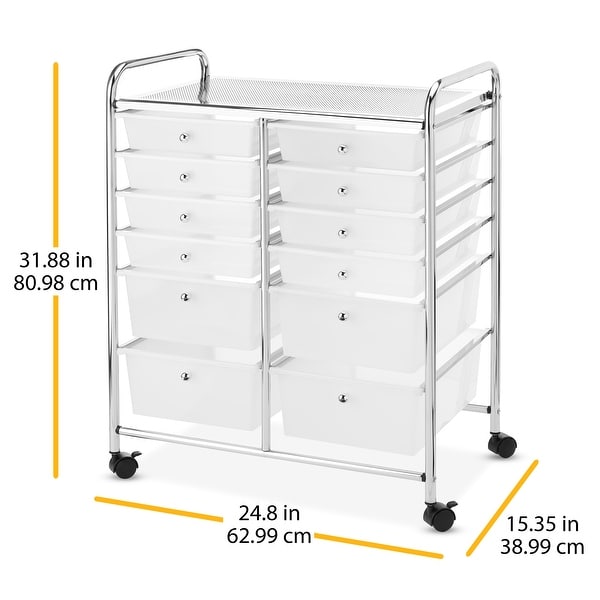 Whitmor 12-Drawer Storage Cart - Chrome and Plastic - Bed Bath & Beyond ...