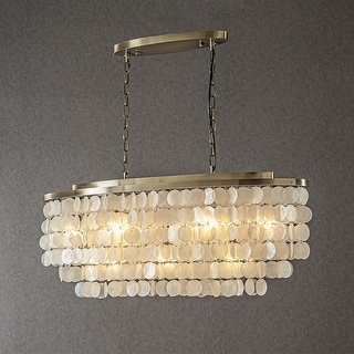 CraftHome 11-Light Unique/Statement Coastal Natural Capiz Shell Oval ...