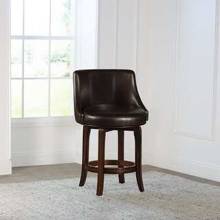 Napa Valley Wood Counter Height Swivel Stool, Dark Brown Cherry with ...