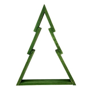 12" Green Geometric Wooden Christmas Tree Tabletop Display - Bed Bath ...