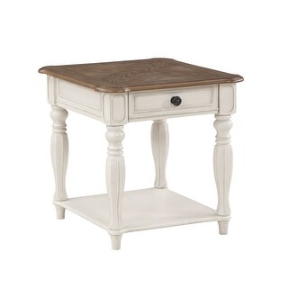End Table in Oak & Antique White Finish - Bed Bath & Beyond - 37475993